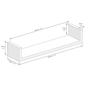 Mobili Fiver, Set of 2 U-Shaped Shelves, Iacopo, Ashwood White, 19.7 "x4.7 x3.5, Laminate-Finished, Wall Mounted Shelves for Bedroom, Entrance, Living Room, Office, Italian Furniture