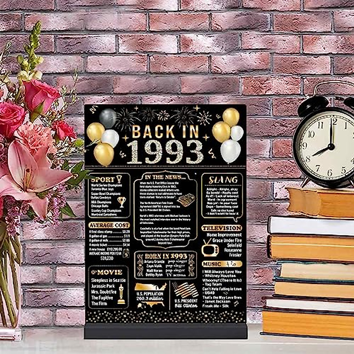 30th Birthday Party Decorations Supplies, 30th Birthday Gifts for 30 Years Old Women Men, Thirty 30th Birthday Decorations for Him Her- Vintage 1993 Birthday Poster Table Sign
