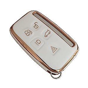 for Land Range Rover Key Fob Cover TPU Protector Shell Keyless Remote Control Smart Key Holder Fit for Land Range Rover Discovery Jaguar (White)