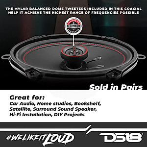 DS18 G5.7Xi GEN-X 5x7 2-Way Coaxial Speakers 150 Watts Max Power 4-Ohm - Full Range Speaker with Dome Tweeter Great for Car Stereo Sound System - 2 Speakers