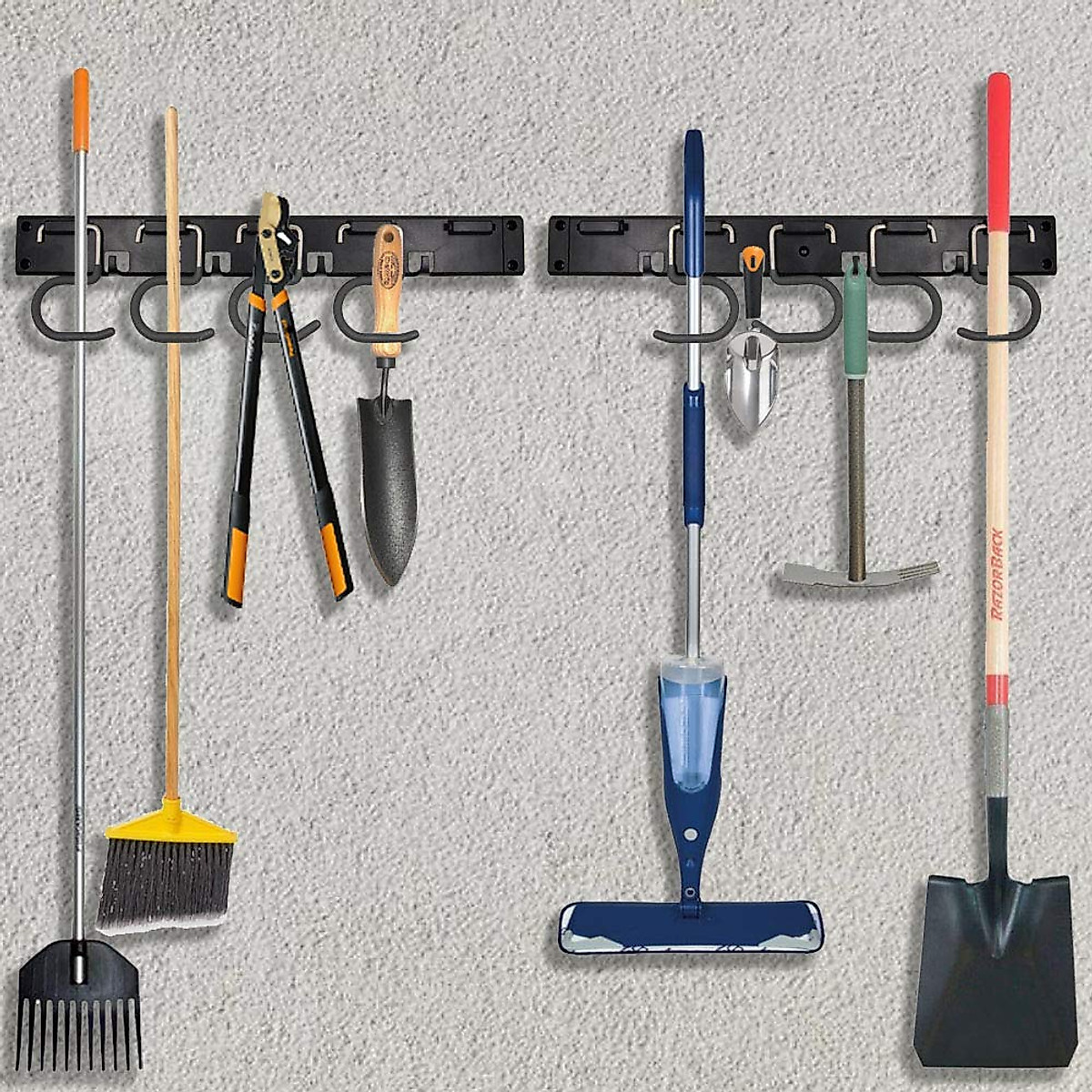 Twinkle Star Garage Tool Organizer Wall Mount, Mop Broom Holder, Wall Holders for Tools, 4 Pack