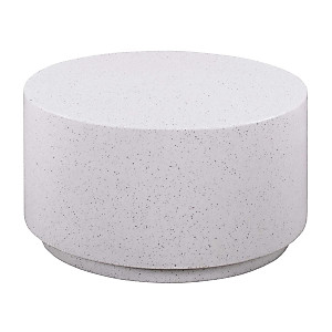 TOV Furniture Terrazzo 27.5" x 27.5" Transitional Light Speckled Concrete Stone Coffee Table, for Outdoor, in White & Gray Finish