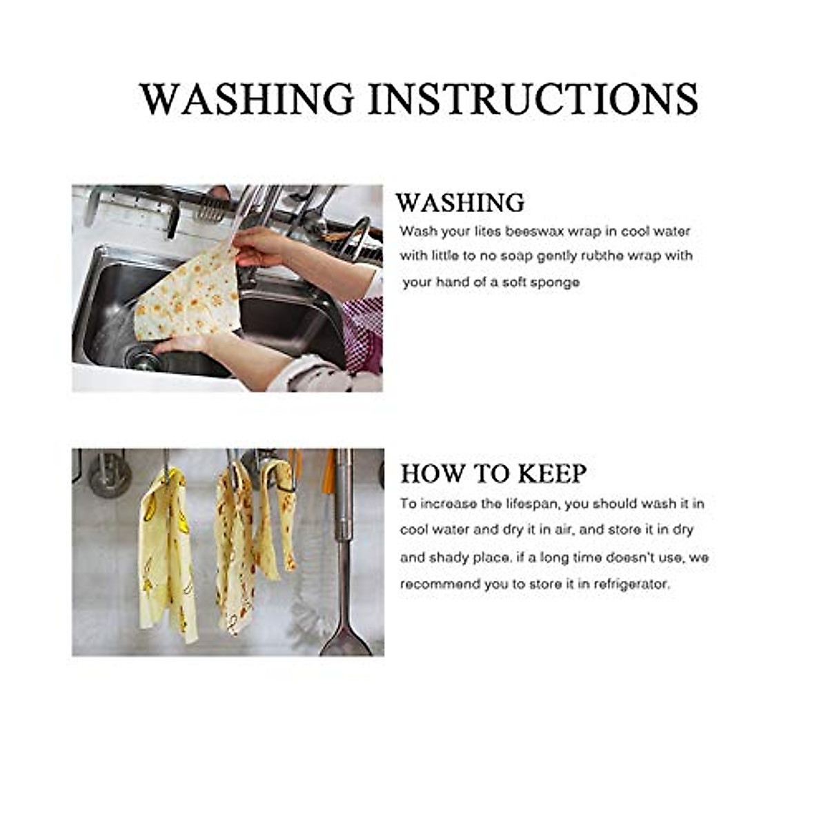 VOVOLO (Lemon Print 3 Size S/M/LReusable Beeswax Food Wraps Eco Friendly Wrappers Sustainable Plastic Free Food Storage Washable Bowl Covers Sandwich Wrappers