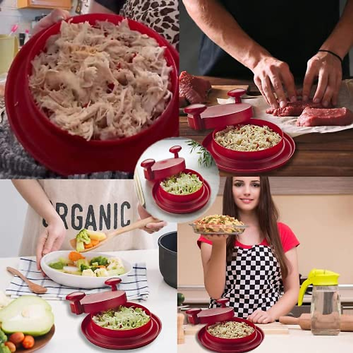 YAOTIANSF Chicken Shredder Quick Separation Ergonomic, Alternative to Bear Claw Meat Claws, for Pulled Pork Beef Barbecue Food, Environmental Protection Shred Machine Claws Tool Red 7.8inRed