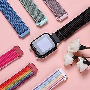 NOLIKO 4 Pack Kids Replacement Band Compatible with Gabb Watch 3 2 1/Verizon Gizmo Watch 3 2 1/T mobile SyncUP Watch, Nylon 20mm Small Wrist Strap for Boys Girls, Camo Rainbow Pomegranate Green Blue