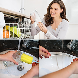 Moretoes 4pcs 16oz Glass Cups with Lids and Straws, Glass/Smoothie/Boba Cups, Reusable Glass Coffee Cups with Lids and Straw, Iced Coffee Cup