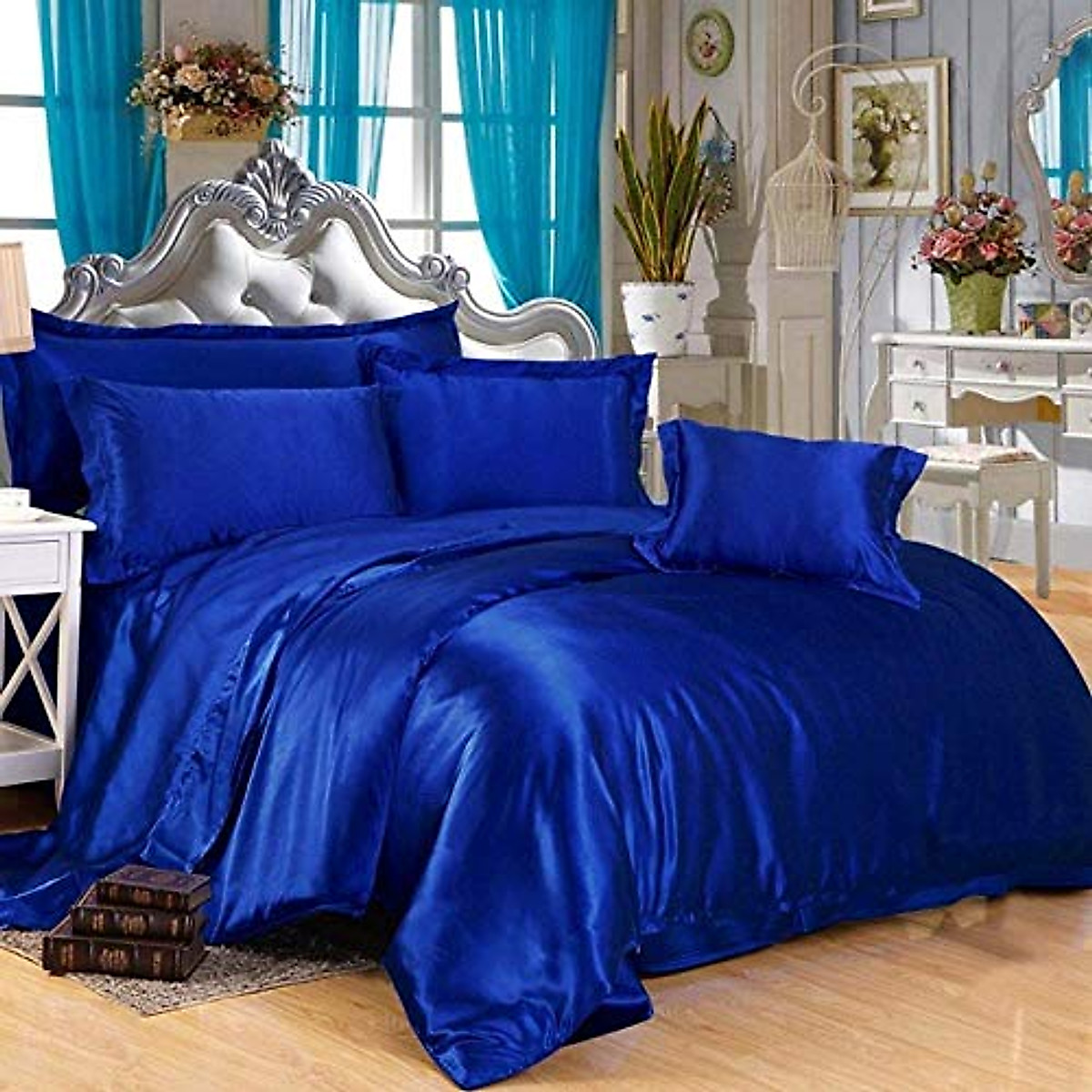 Cotton Home Depot Ultra Soft Luxurious Satin Silk Comforter- 1 Piece Comforter Bedding Set Royal Blue, Queen ( 88 x 88 ) Inches