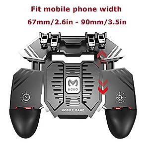 Newseego PUBG Mobile Game Controller, [Upgrade] 6 Finger Trigger Phone Controller Gamepad with Cooling Gamepad for Shooter Sensitive Aim Trigger for Android & iOS for Knives Out/Rules of Survival