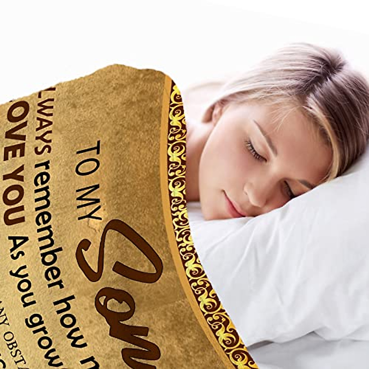 to My Son Blanket from Mom Love Letter Lion Gifts for Son Soft Cozy Flannel Throw Blankets with Pictures for Birthday Children's Day 60" x 50"