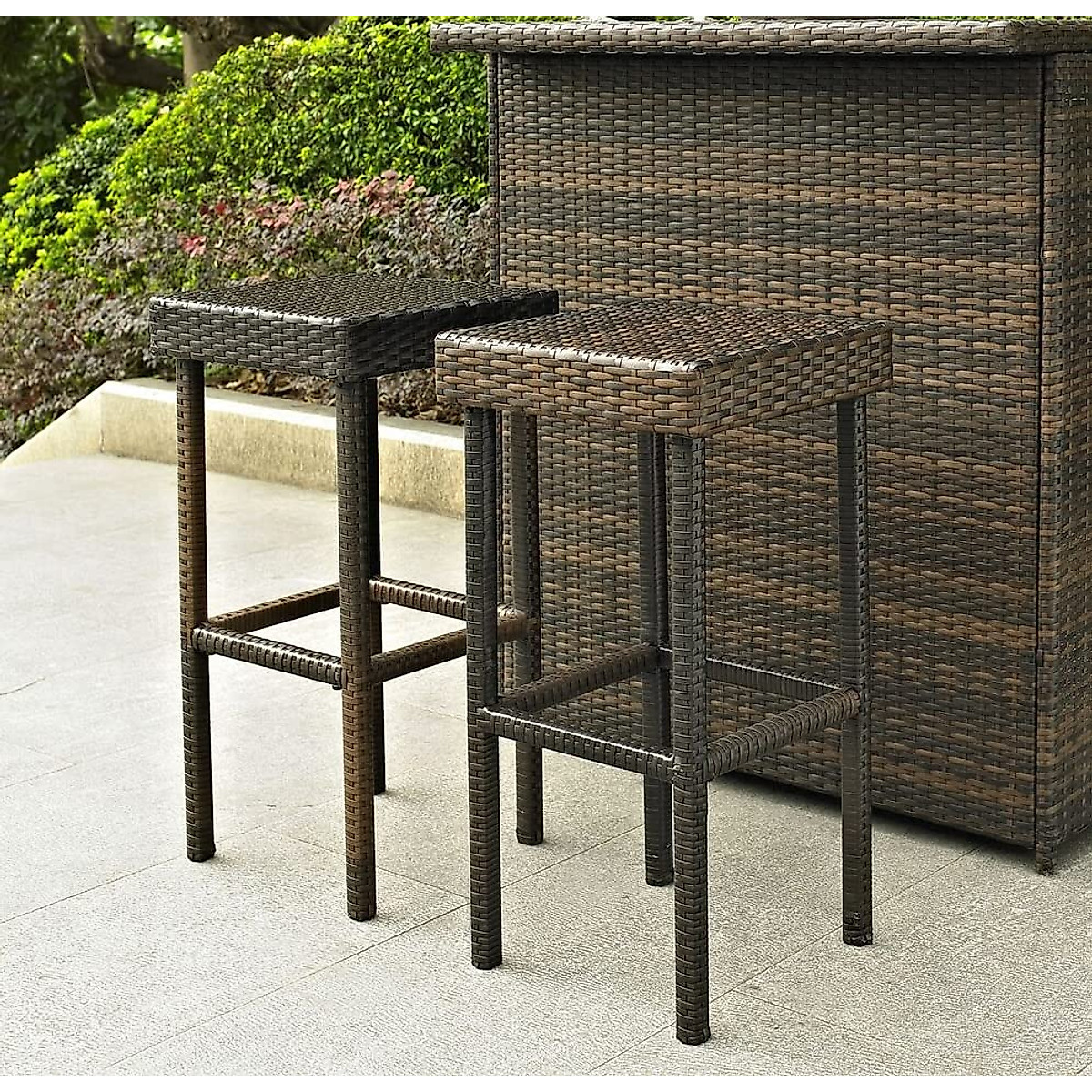 Crosley Furniture Palm Harbor Outdoor Wicker 29-inch Bar Stools - Brown (Set of 2)