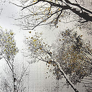 lamplig Forest Wall Art Large Grey Tree Pictures Black and White Gray Canvas Prints Hand Painted Oil Paintings Gold Leaf Framed Nature Artwork Vertical Home Decor for Living Room Bedroom 32"x48"