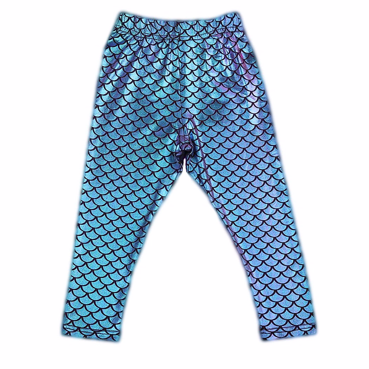 Baby Girls Clothes Mermaid Fish Scale Stretch Leggings High Waist Mermaid Pants 4t Girl Clothes Beach Outfits(3-4 Years, A)