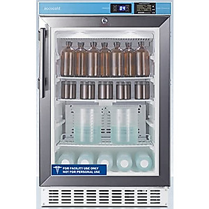 Summit Appliance ACR46GLCAL Pharmacy ADA Compliant 20" Wide All-refrigerator with NIST Calibrated Alarm/Thermometer, Stainless Steel Trimmed Glass Door, Frost-free, Self-closing Door and Lock