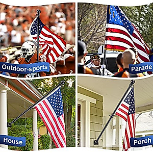 Flag Poles for Outside House - 5ft Tangle Free Flag Pole for House,Flagpoles Residential with Multi-Position Holder Bracket,Heavy Duty Flag Pole Kit High Wind Resistant for Outdoor,Porch,Truck-Black