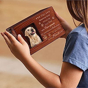 Cumule Pet Urns for Dog or Cat Ashes, Wooden Pet Cremation Urns with Photo Frame, Pet Memorial Keepsake Cat or Dog Memory Box with Black Flannel as Lining, Loss Pet Sympathy Remembrance Gift