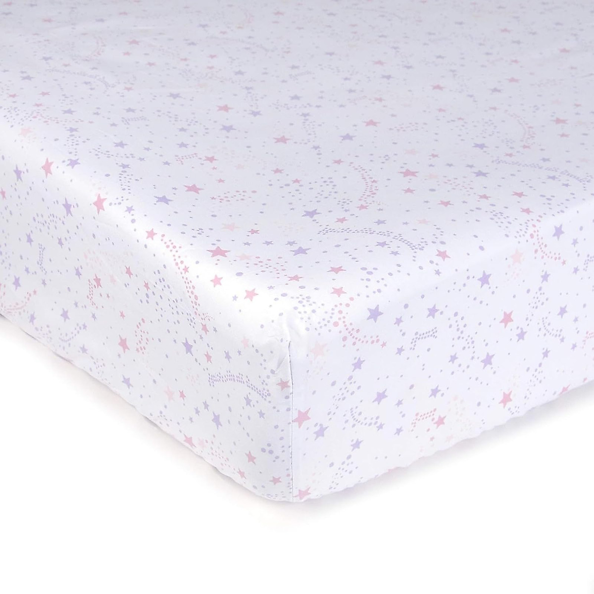Tadpoles 2-Piece Stardust Crib Sheets | Collection of 2 Fitted Crib Sheets | Made of 100% Brushed Microfiber Polyester | Soft, Smooth, Breathable & Durable | Ideal for Babies | Pink & Purple