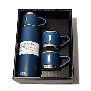 BT53 Stainless Steel 500 ML Vacuum Flask/Bottle/Thermos for Hot and Cold Drinks with Three Cups (Blue)