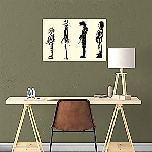 LINKING Tim Burton Movie Beetlejuice Edward Scissorhands Movie Canvas Art Wall Prints Room Decor 16inchx24inch