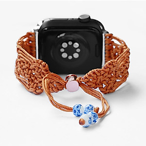 Euler 3rd Generation Colorful Nylon Thread Hand-Braided Watch band for Apple Watch Series 8 7 6 SE 5 (38/40/41mm, Coffe)