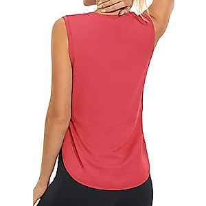 JOYSPELS Athletic High Neck Tank Top for Women - Sleeveless Workout & Yoga Shirt in Red