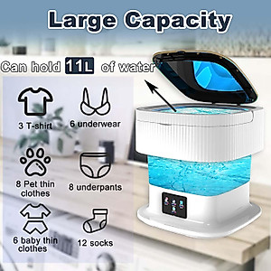 Mini Washing Machine, Portable Washing Machine, Foldable Washer and Dryer, Small Collapsible Laundry for Travel, Sutiable for Apartment, Dorm, Camping, RV, Underwears, Socks, Baby Clothes, Grey