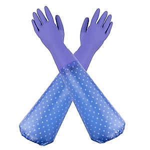 SHIDOW Long Cleaning Gloves, Cleaning Gloves, Kitchen Cleaning Gloves, Silicone Glove, for Kitchen and Bathroom Cleaning（Extended, Purple, 2 Pairs）