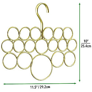 mDesign Metal Closet Rod Hanging Storage Organizer Rack - Scarf Holder for Bedroom, Coat Closet, Entryway, Mudroom - Holds Scarves, Belts, Shawls, Accessories - Snag Free, 18 Sections - Brass