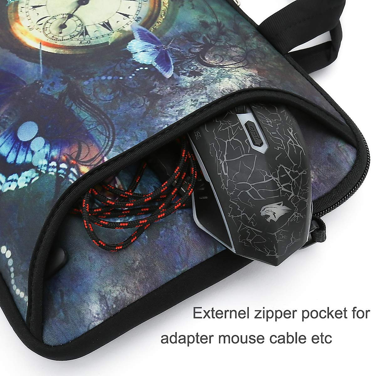 RICHEN 17 inch Laptop Shoulder Bag Carrying Case PC Cover Pouch with Handle Fits 15.6/16/17/17.3/17.4 inch Notebook (16-17.3 inch, Clock & Butterfly)