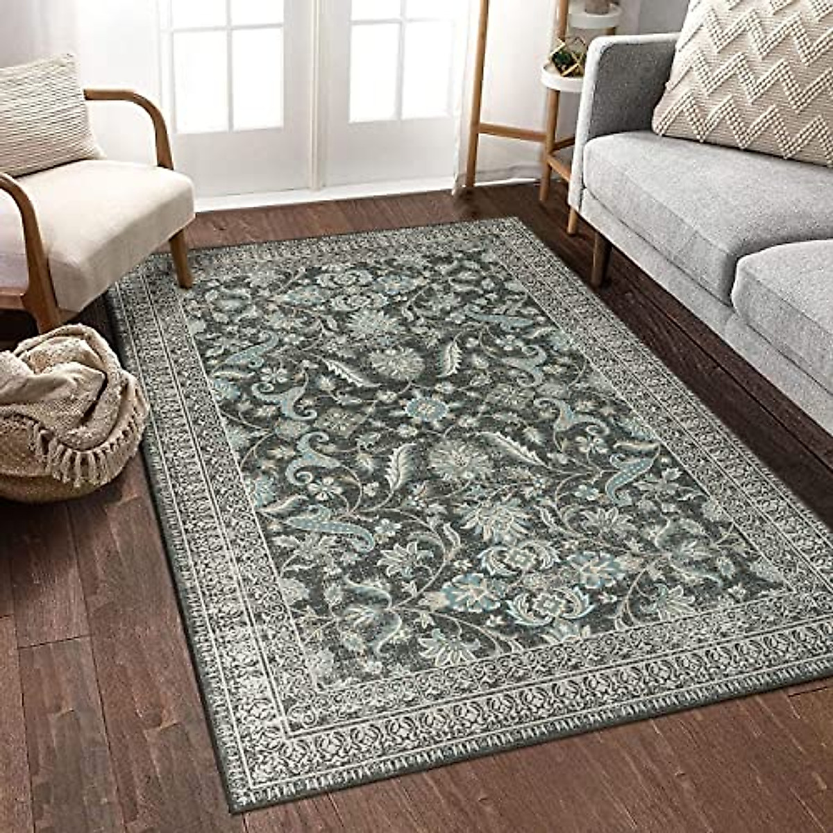 Asrug Floral Luxury Accent Area Rugs Non-Shedding Living Room Bedroom Accent Rug, 3’x5’, Taupe