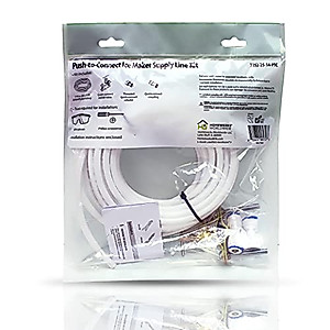 Homewerks 7252-25-14-PTC Ice Maker Supply Line and Humidifier Installation Kit 1/4-Inch x 25ft Push to Connect Poly Tube Universal Compatibility, Brass