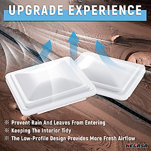 HECASA 2Pcs 14" RV Roof Vent Cover Compatible with Ventline Previous to 2008 and Elixir Vents Starting 1994 PP Vent Lid Polycarbonate White