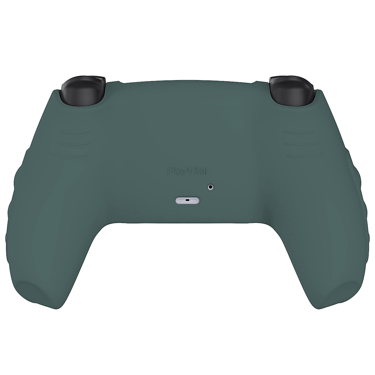 PlayVital Knight Edition Templeton Gray & Jade Grey Two Tone Anti-Slip Silicone Cover Skin for ps5 Controller, Soft Rubber Case for ps5 Wireless Controller with Thumb Grip Caps