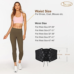 JASGOOD Women Elastic Wide Waist Belt Lace-up Tied Waspie Corset Belt for Dress