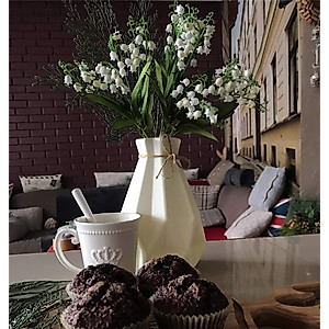 4Pcs Artificial Flowers 7 Branch White Lily of The Valley Flower Silk Fake Faux Lily Bouquet Flower for Home Office Wedding Party Decorationi Garden Plants Decor