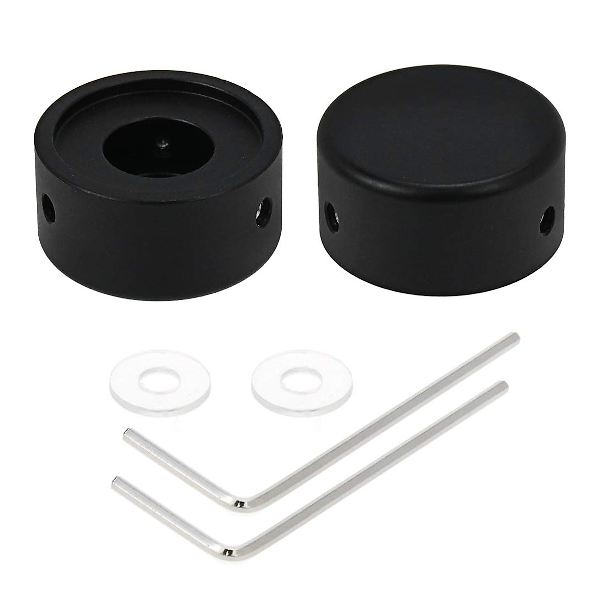 Bitray Guitar Effect Footswitch Topper Aluminium Alloy Pedal Caps with Wrench Black - 2PCS