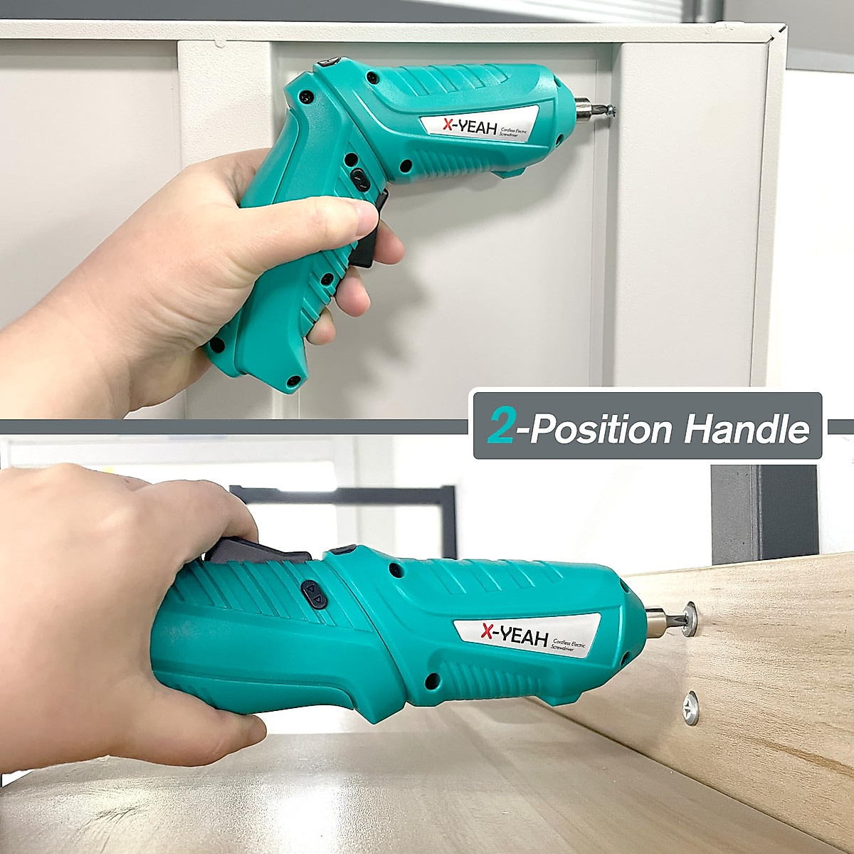 X-YEAH Small Electric Screwdriver, 3.7V Rechargeable Cordless Screwdriver with LED Light, Electric Screwdriver Kit Includes 45pcs Bit Set, USB Charging Cable, Carrying Case