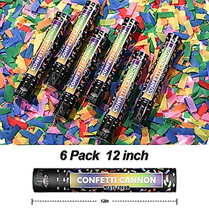 Confetti Cannon Party Confetti Poppers (6 Pack) - Anfly Multicolor Confetti Shooters, Biodegradable Confetti Blaster for Birthday, Graduation, Wedding, Christmas, New Year's Eve