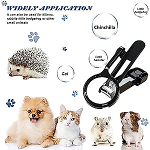 Guinea Pig Nail Clippers with Magnifying Glass Stainless Steel Claw Toenail Trimmer for Small Animal Hedgehog Rabbit Hamster Ferret Hamsters Chinchilla Sugar Glider Pet Grooming Supplies (Black)