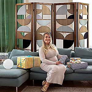 ECOMEX 4 Panel Room Divider,Freestanding Folding Room Divider Screen, Cutout Room Divider Wall, Room Dividers and Room Partition for Home Office（Classic Color）