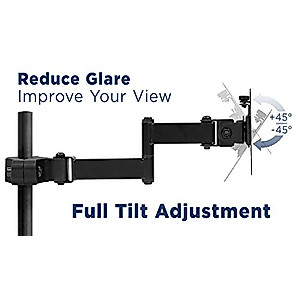 Mount-It! Universal VESA Pole Mount with Articulating Arm | Full Motion TV Pole Mount Bracket | VESA 75 100 | Fits TVs or Monitors Up to 32 Inches (MI-391)