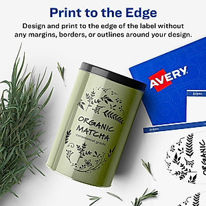 AVERY Glossy Clear Oval Labels, 3" x 5", 30 Labels, Print-to-The-Edge, Laser/Inkjet Printable