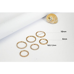 16G 8mm 10mm Hinged Clicker Segment CZ Twisted Clicker Nose Rings Hoop Helix Cartilage Daith Tragus Sleeper Earrings Body Piercing for Women Men (16G - 8mm - 3Pcs Gold)