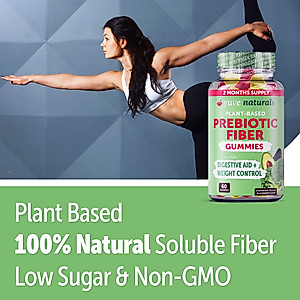 Yuve Prebiotic Fiber Gummies - Delicious - 3g Soluble Fiber Supplement - Supports Digestive Health & Regularity - Vegan & Gluten-Free Fiber Gummies for Adults & Kids - Non-GMO & Low Sugar - 60 Count