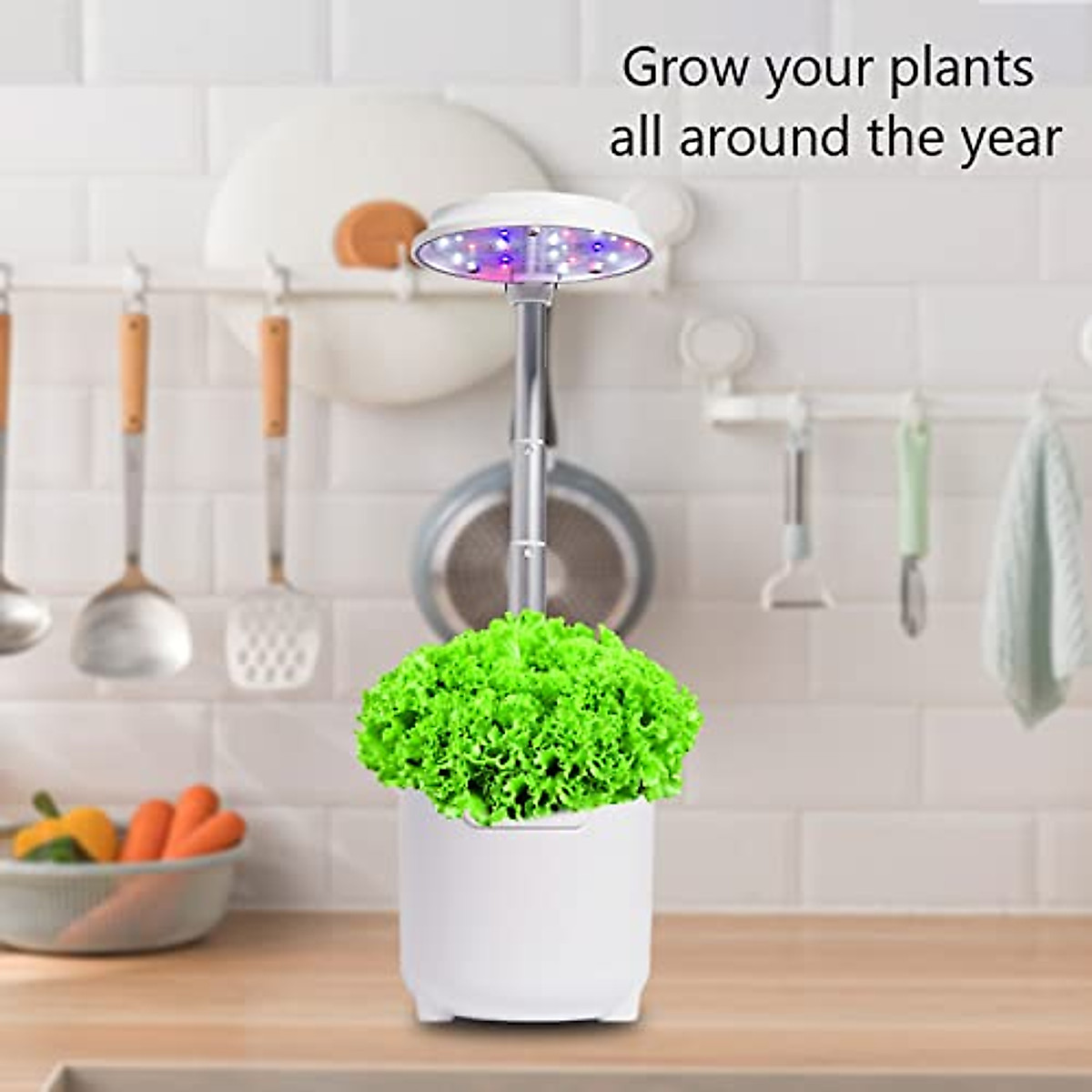 Hydroponics Greenhouse Growing System Vertical Tower Indoor Kitchen Herb Garden with Grow Light Plants Germination Kit Height Adjustable (No Seed, No Nutrient) 3 Pods