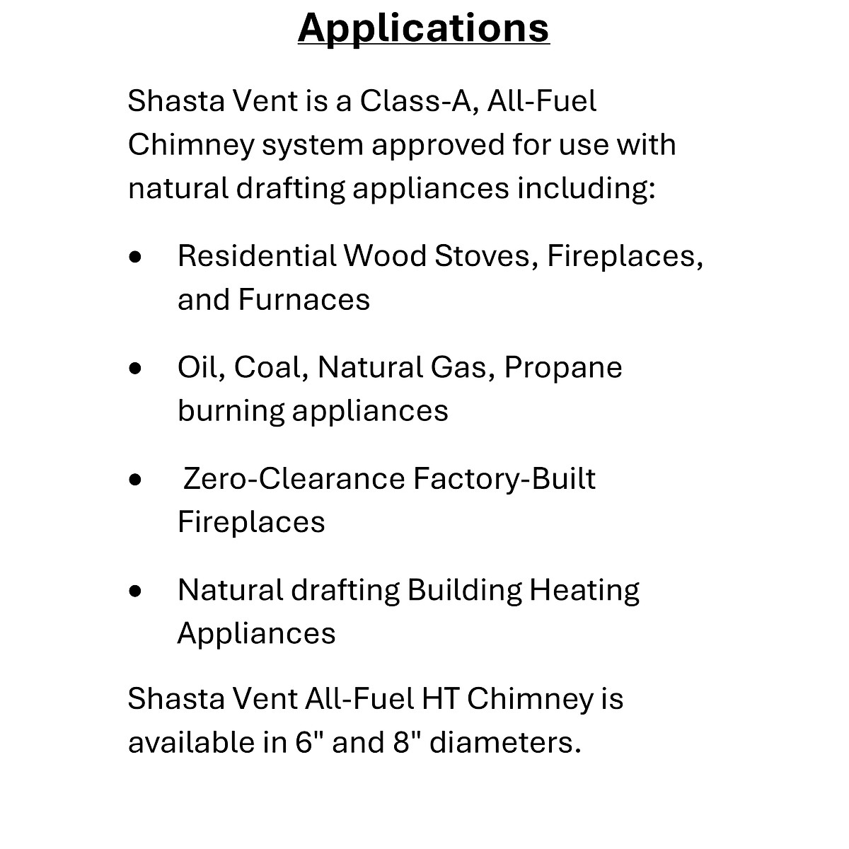 SHASTA VENT 8" x 24" Class A, All Fuel, Double Wall, Insulated, Stainless Steel Chimney Pipe 8" Dia. x 24" Length