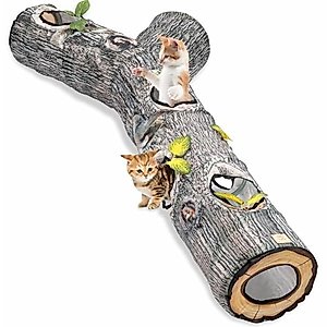 Fhiny Large Cat Tunnel, 3 Way Collapsible Tube with Peek Holes Cat Tunnels for Indoor Cats Interactive Maze Toy for Kitty Puppy Rabbits Ferrets Squirrels Guinea Pigs Chinchillas