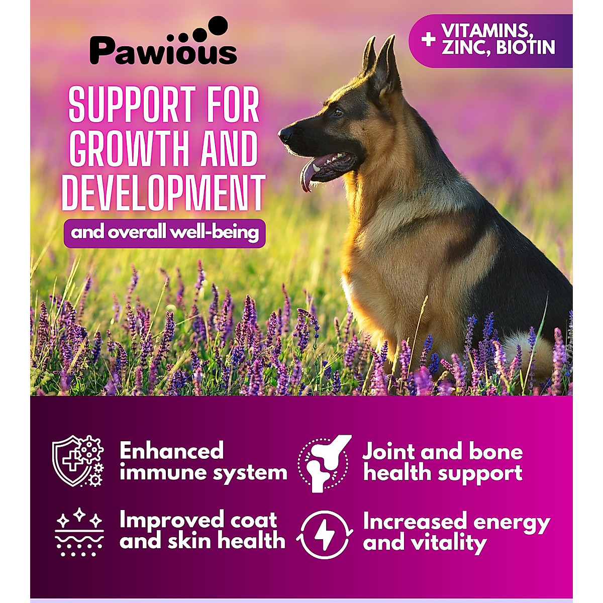 Dog Multivitamin Chewable with Glucosamine 16 in 1 - Dog Vitamins and Supplements - Hip and Joint Support Health - Immunity, Mobility - Gut, Skin, Heart, Coat