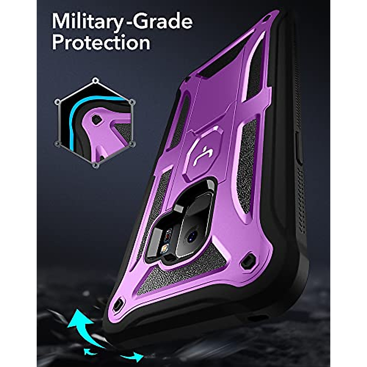 YOUMAKER Designed for Galaxy S9 Case (NOT Plus), Slim Fit Heavy Duty Rugged Protective Case with Kickstand for Samsung Galaxy S9 5.8 inch - Purple