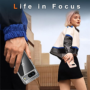 Oterkin Google Pixel 8 Clear Case, 20X Anti-Yellowing, Built-in 4 Airbags, 10FT Military Protection, Tempered Glass Screen Protector, Slim Fit