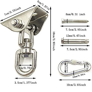 Arlai Hanging Chair Hardware Hanging Kit - Heavy Duty 360° Rotate Ultra Durable Hooks for Swing, Yoga, Playground, Gym, Punching Bag Hanger, 1000 lb Capacity